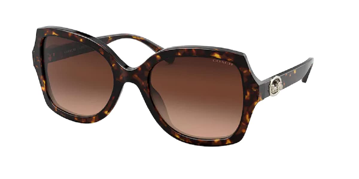 Coach HC8295 56 MM Black/Dark Grey Gradient Square Sunglasses for Women + BUNDLE with Designer iWear Eyewear Kit