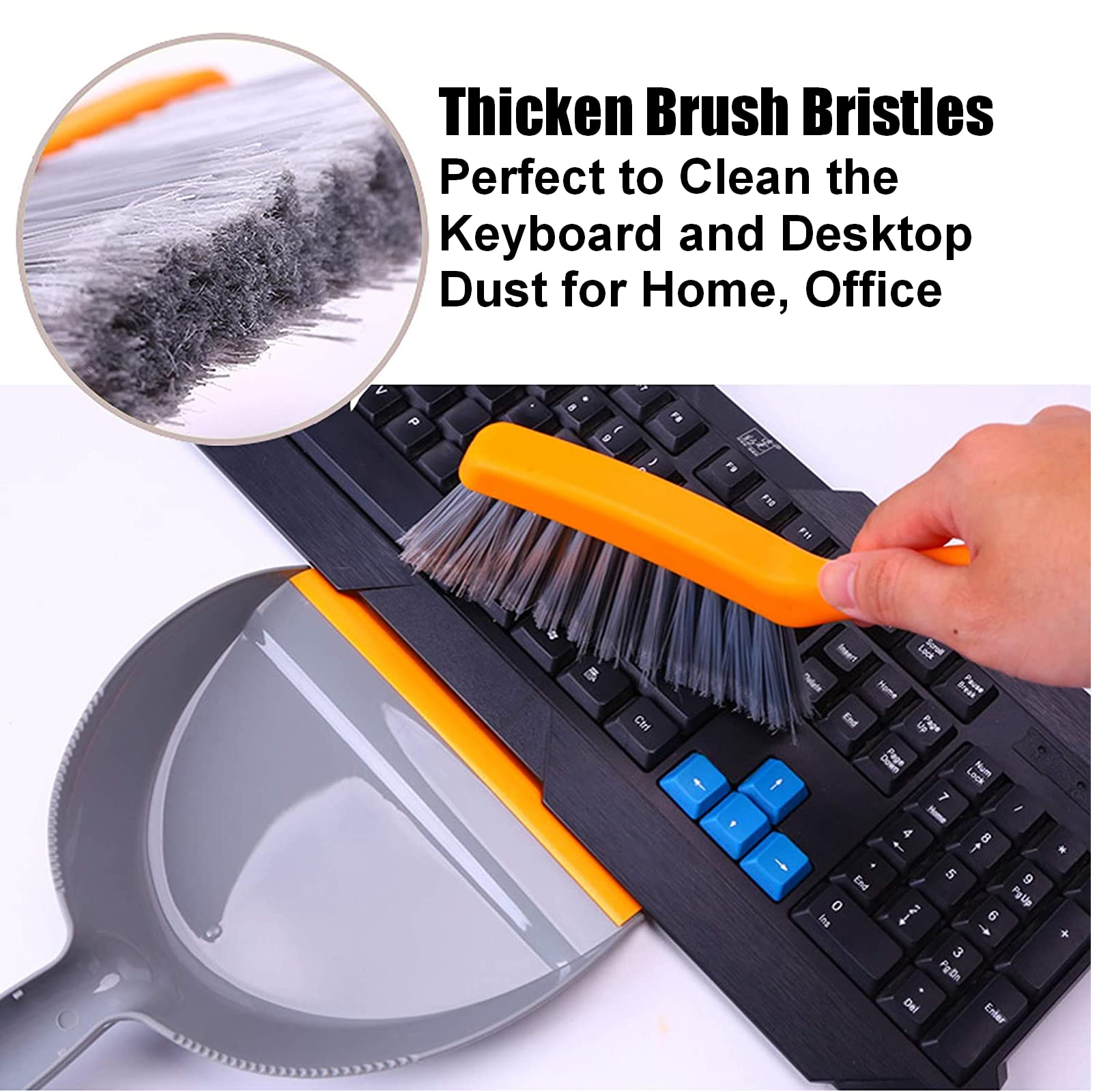 Mini Broom and Dustpan Set - Small Broom and Dustpan Set for Home, Camping Broom, Whisk Brooms Small(Gray Orange)