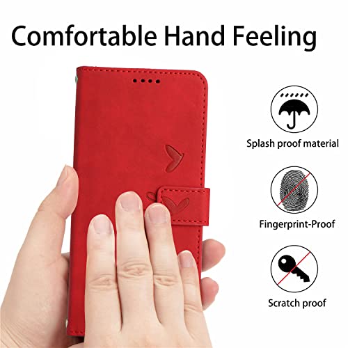 Kainevy for Infinix Note 30 5G Case Wallet Black with Lanyard Durable Leather Case for Infinix Note 30 5G Phone Case with Card Holder Buckle Flip Design Protective Cover for Womem Men (Red)
