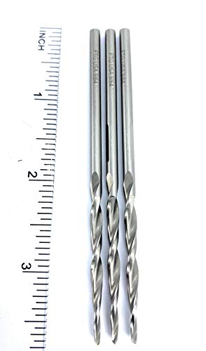 FTG USA Replacement Wood Countersink Drill Bit Set 3 Piece Same Size #6 (9/64") Parabolic Flute Taper Point for Woodworking with Straight Shank - Tapered HSS M2 Drill Bit Only