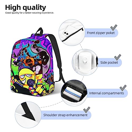 DHOUTSL Canvas Backpacks Friday Night Anime Funkin Laptop Backpack Unisex Multipurpose Double Shoulder Bag for Camping Travle Work Hiking Gifts