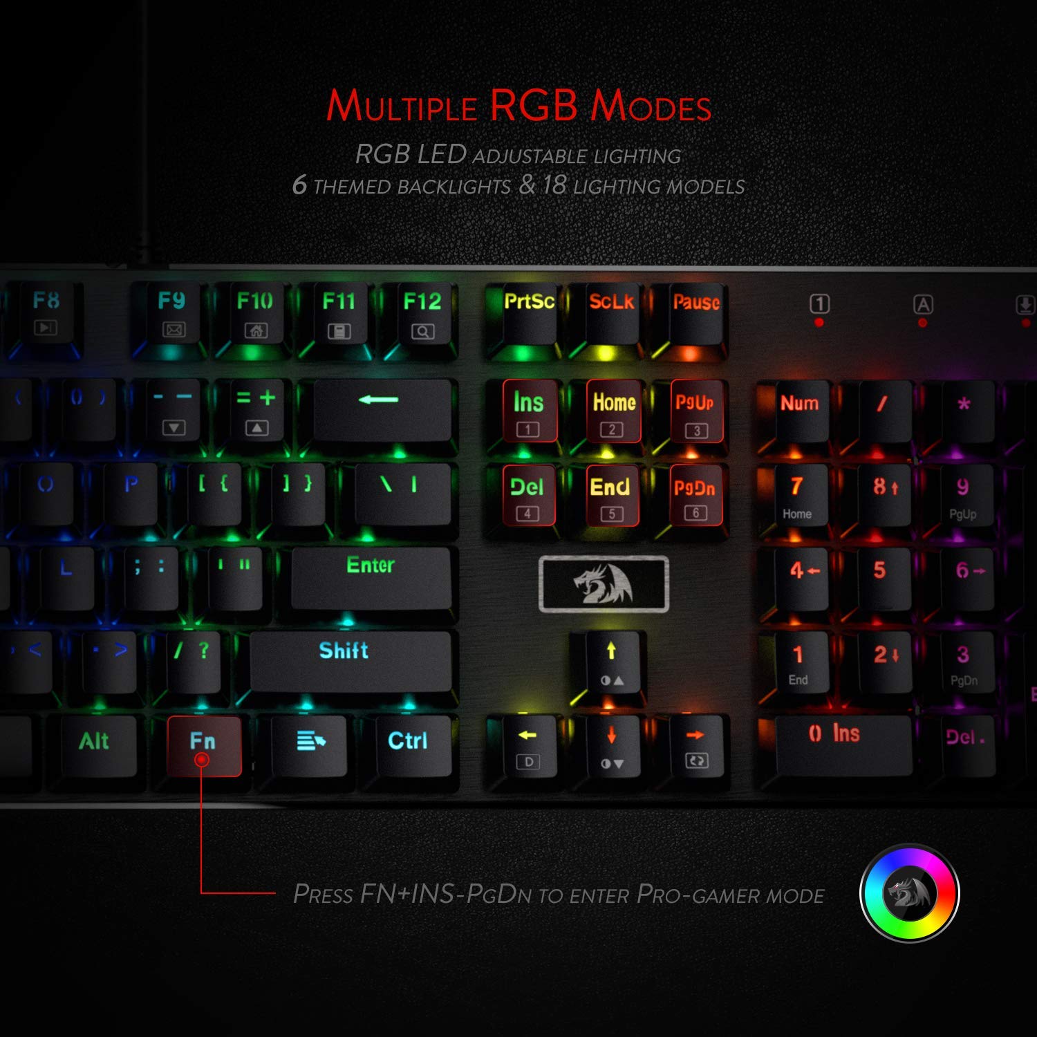 CYOIDAI K556 RGB LED Backlit Wired Mechanical Gaming Keyboard, Aluminum Base, 104 Standard Keys (Renewed)