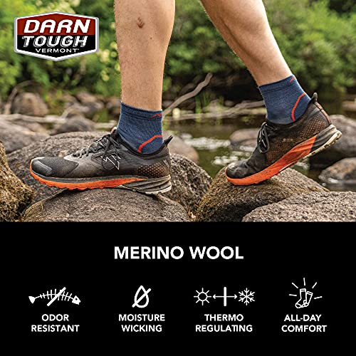 Darn Tough Men's Hiker Quarter Midweight with Cushion Hiking Sock (Style 1959) - Dusk Denim, Large