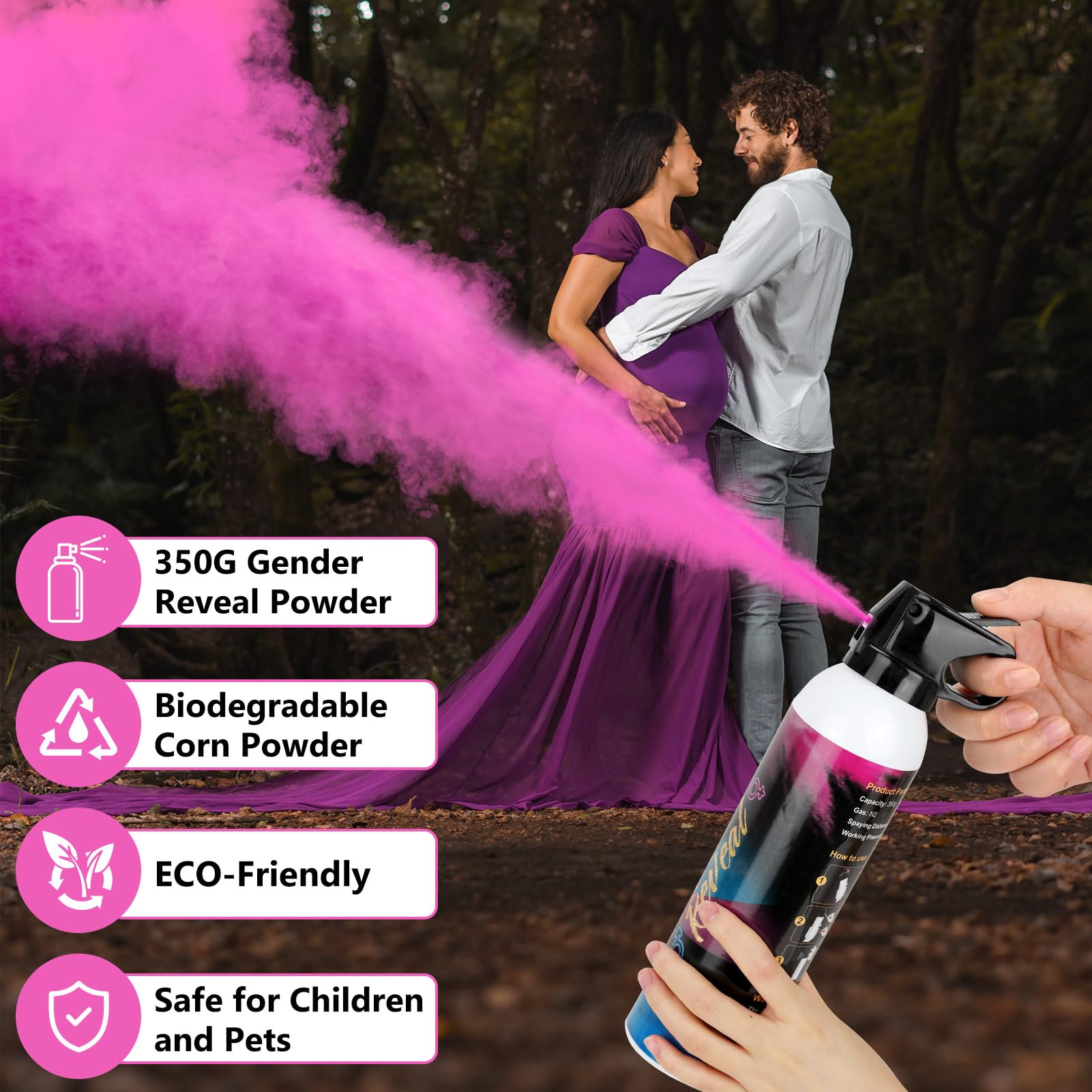Gender Reveal Fire Extinguisher 2 Packs, Gender Reveal Ideas, Baby Girl Reveal Party Ideas 100% Biodegragable for Gender Reveal Decorations(Pink)