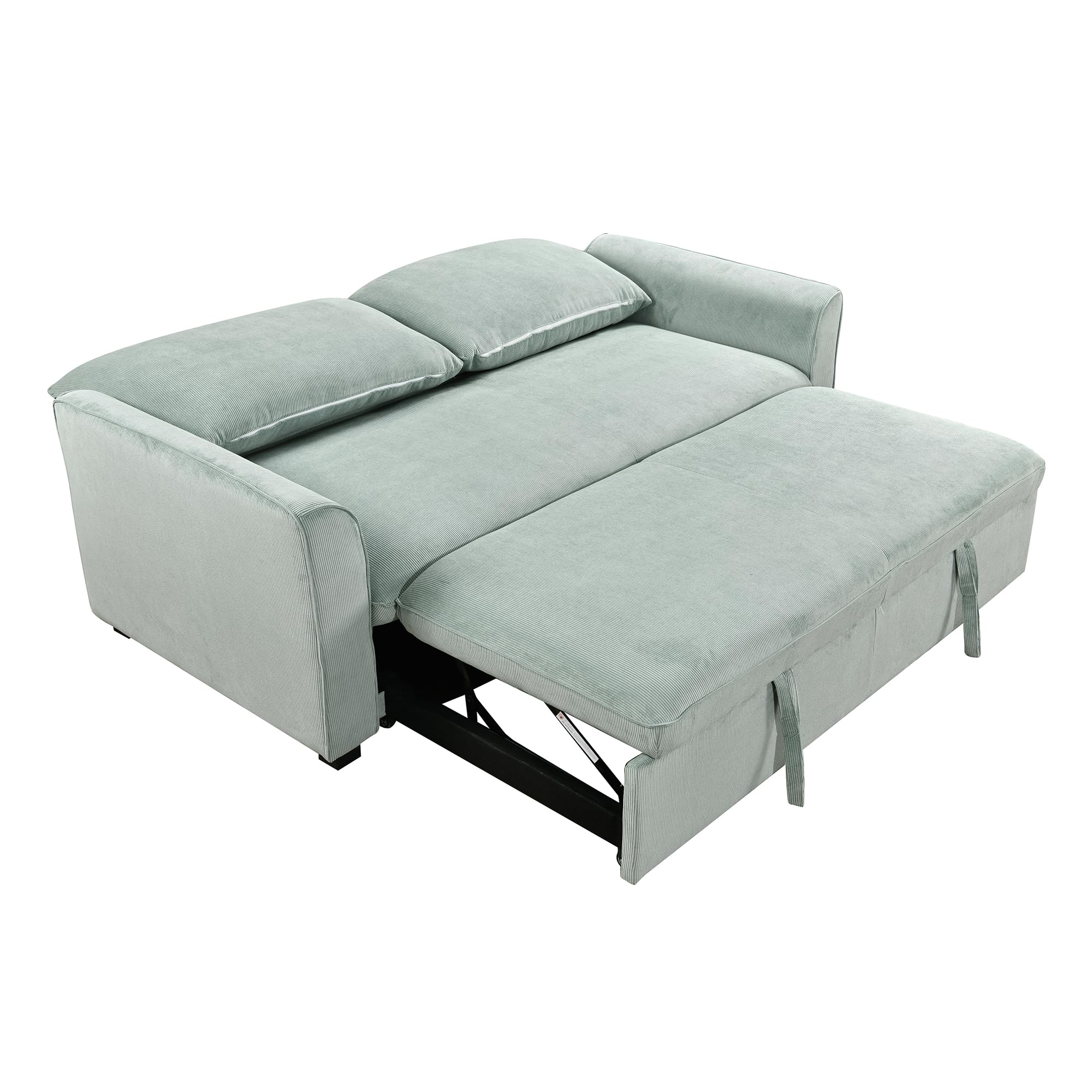 Familymill 78'' Modern Corduroy Fabric Convertible Sleeper Sofa Bed, 3-in-1 Pull Out Couch Bed with Reclining Backrest for Living Room/Apartment/Office (Light Green)