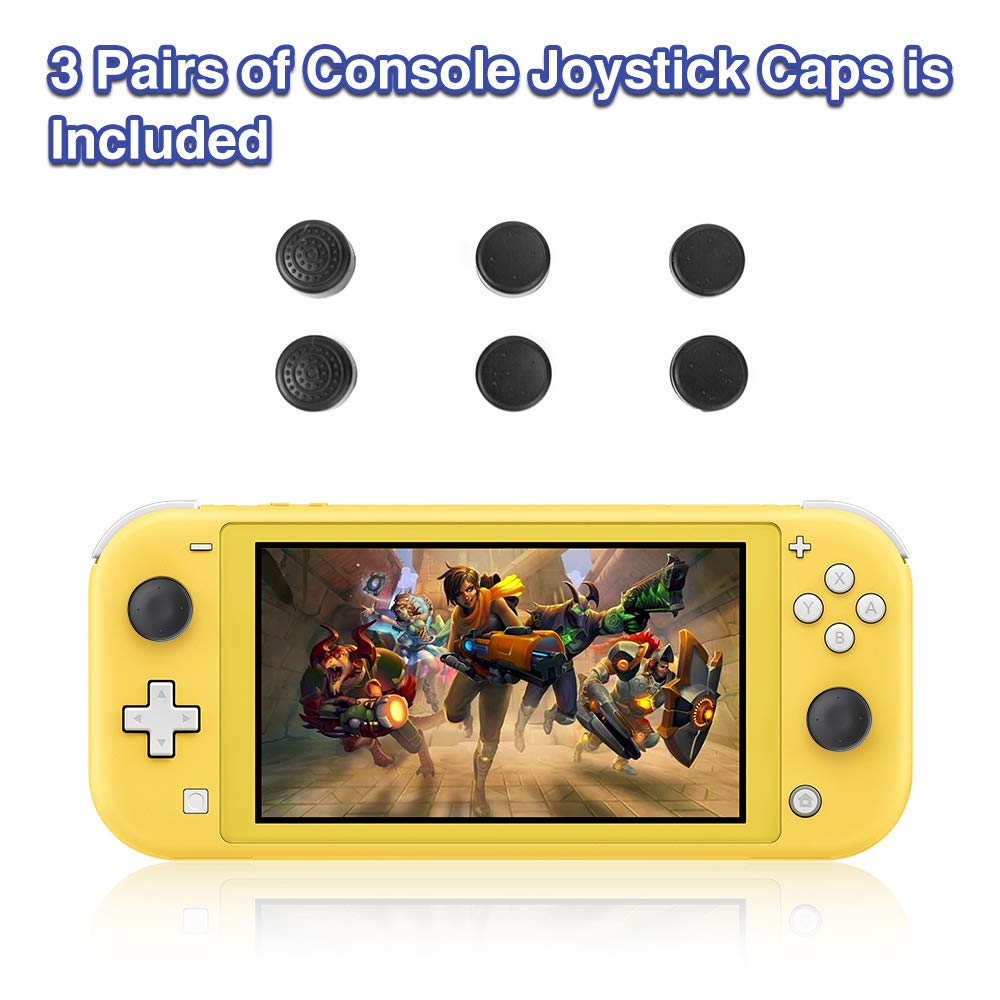 Carrying Case Bag for Nintendo Switch Lite, Slim Protective Hard Portable Travel Carry Case Shell Pouch with Tempered Glass Screen Protector, Game Cards Holders & Case, Joystick Caps