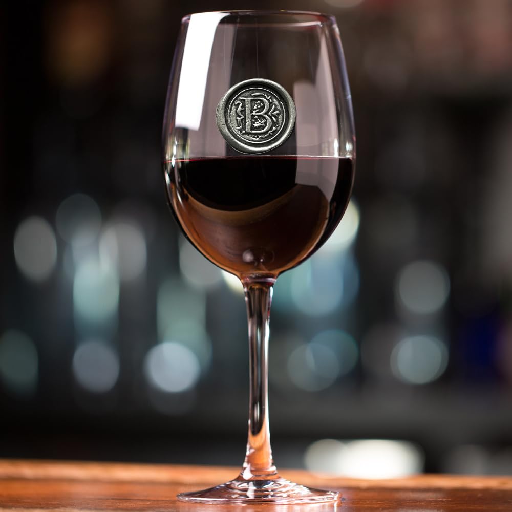 English Pewter Company Personalised Monogram Wine Glass with Your Choice of Initial - Unique Gift for Men or Women, Birthdays, Anniversaries, Wedding (B) [MON402]