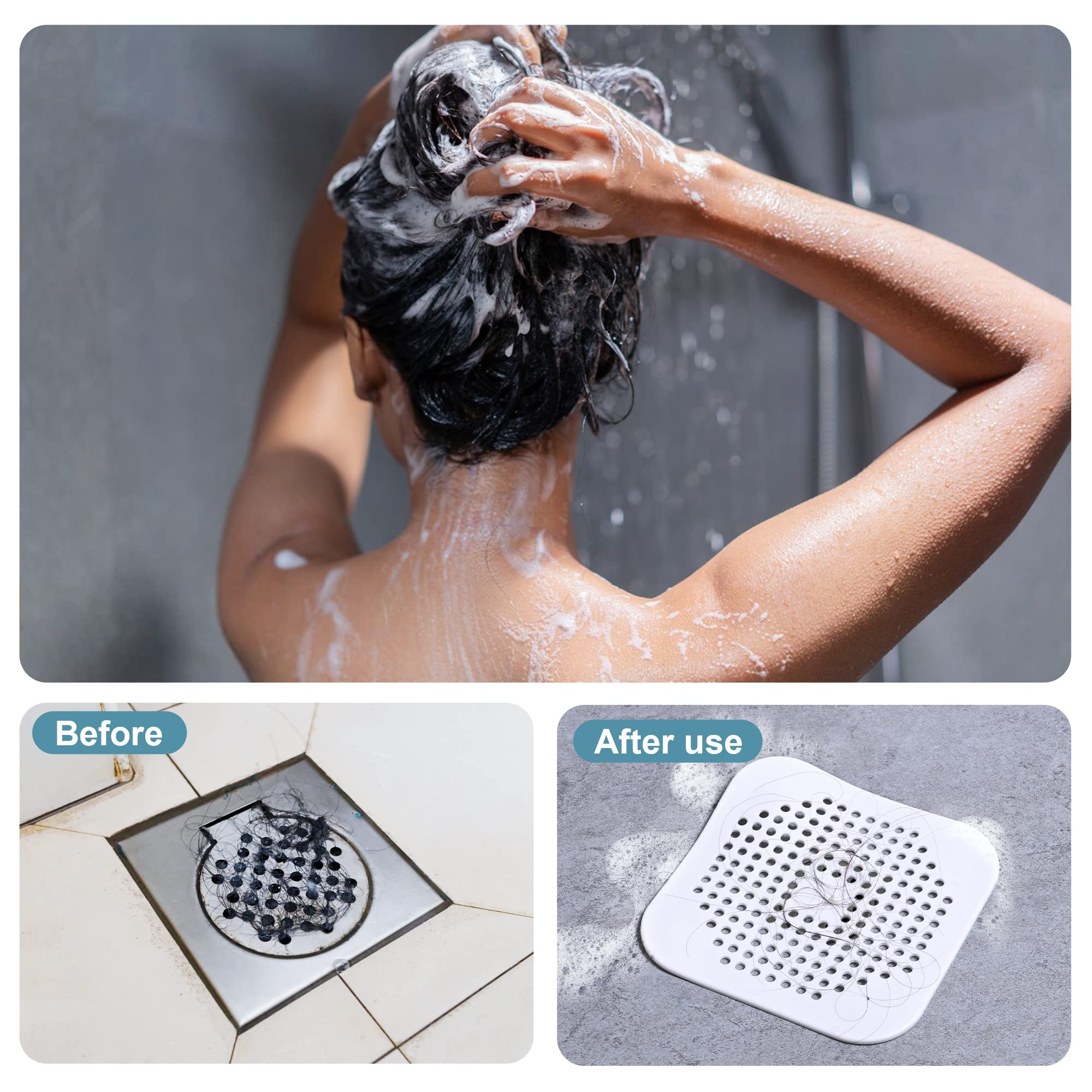 Emlim 2 Pack Hair Drain Catcher,Drain Hair Catcher,Silicone Hair Stopper with Suction Cups,Easy to Clean and Install Suit for Bathroom Bathtub Kitchen