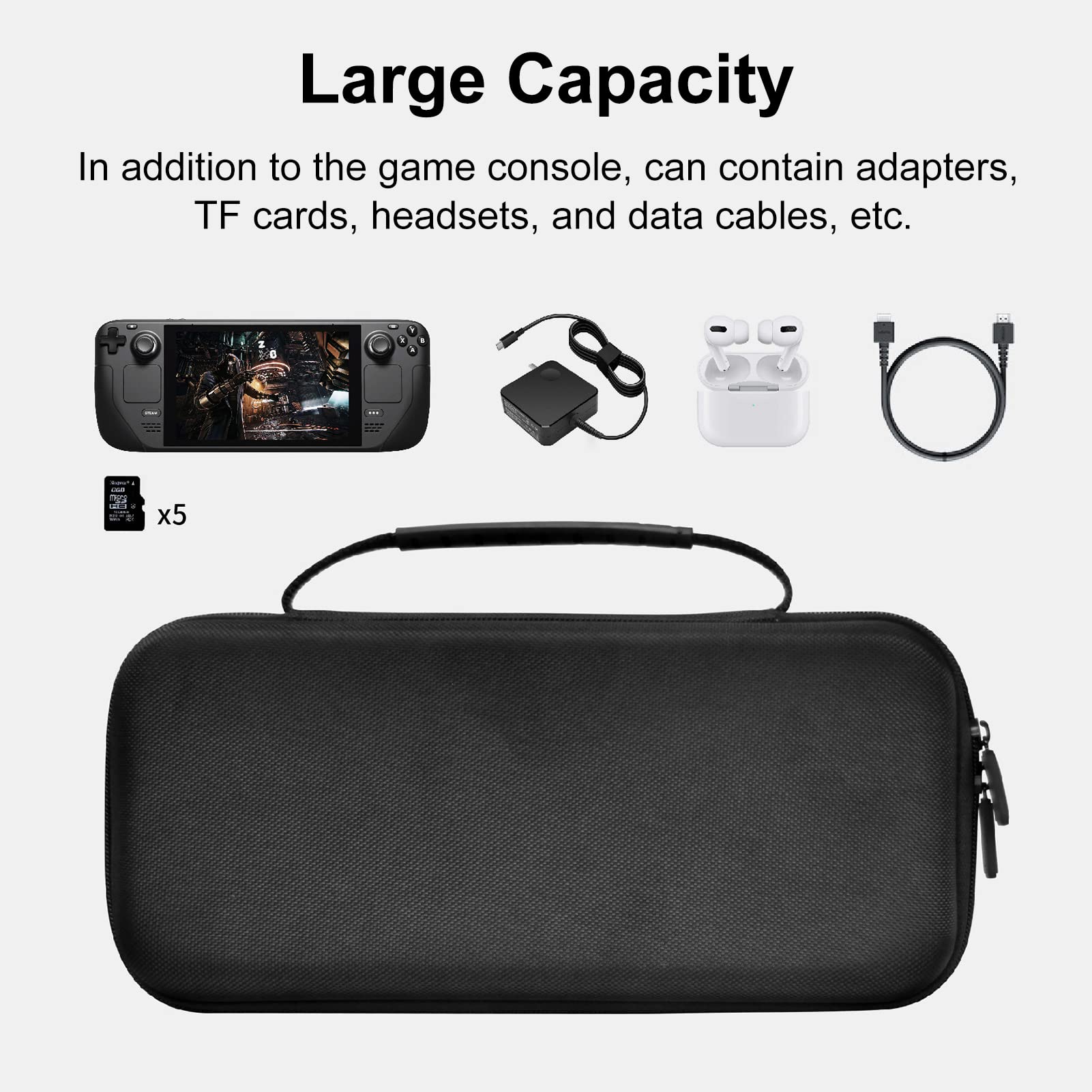 Carrying Case Compatible with Steam Deck 2021, Protective Hardshell Travel Case Storage Bag for Steam Deck Accessories