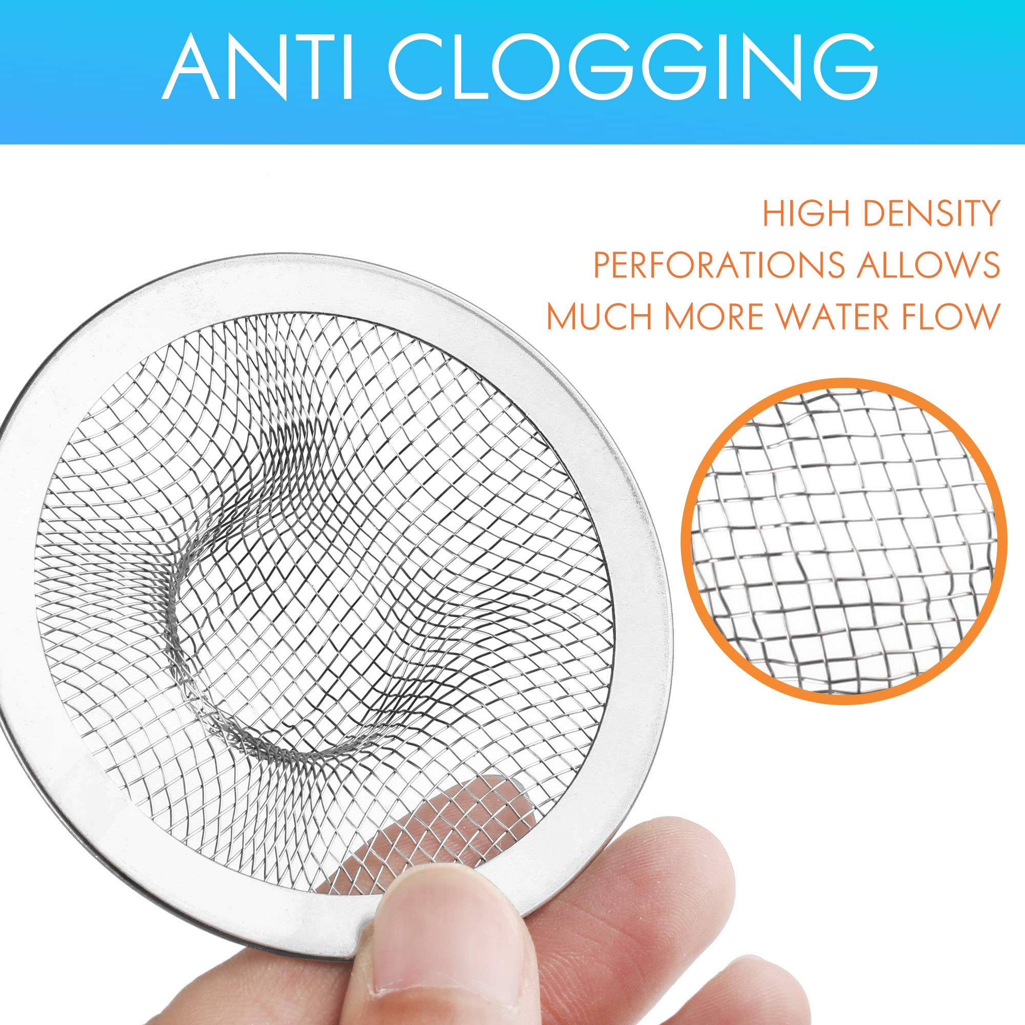 LotFancy Sink Drain Strainer, 30Pcs 2.75" Top / 1 1/8" Bathroom Sink Strainer, Stainless Steel Shower Drain Hair Catcher for Bathroom Sink, Utility, Slop, Laundry, RV and Lavatory