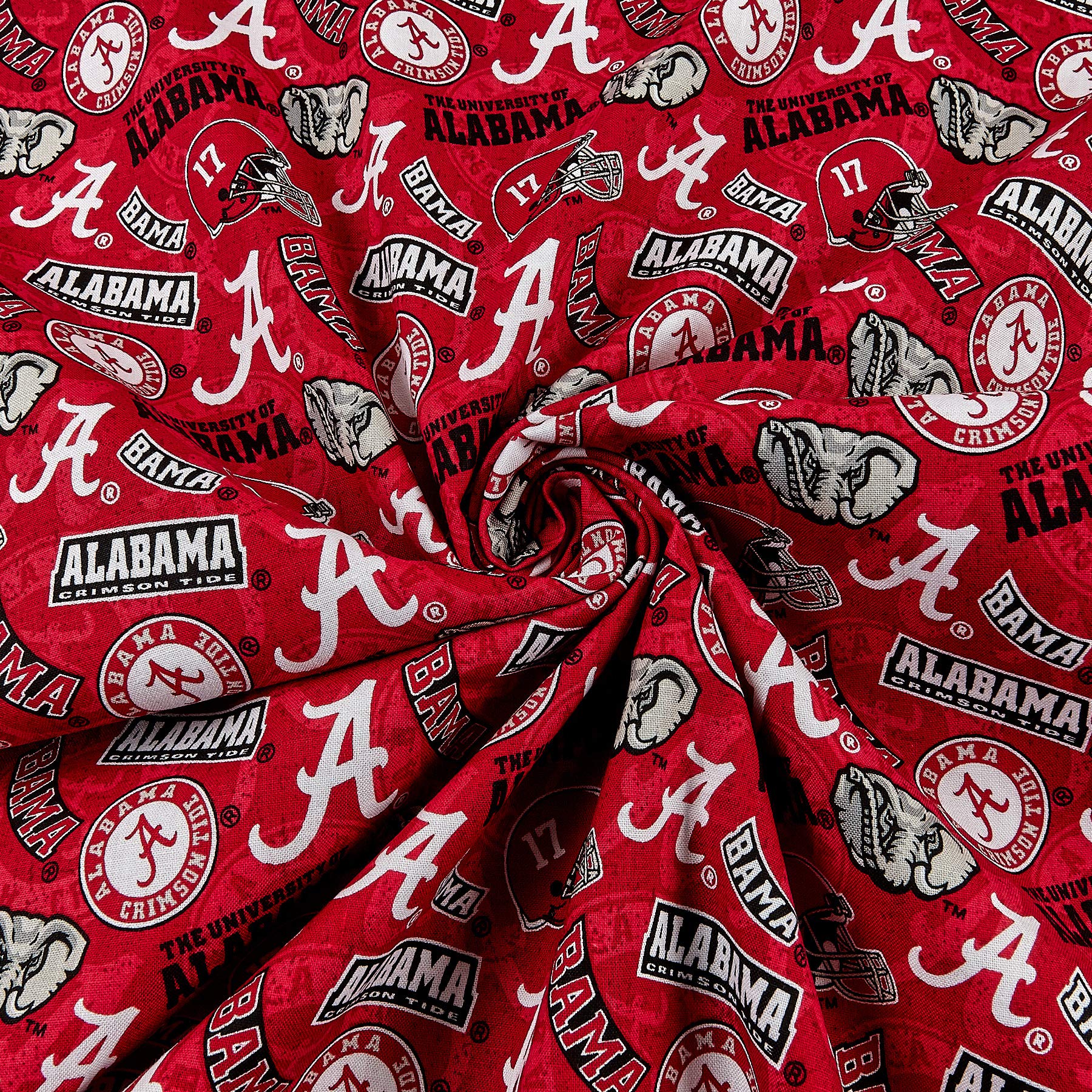 NCAA Alabama Crimson Tide 1178 Tone on Tone Red/White/Gray/Black, Fabric by the Yard