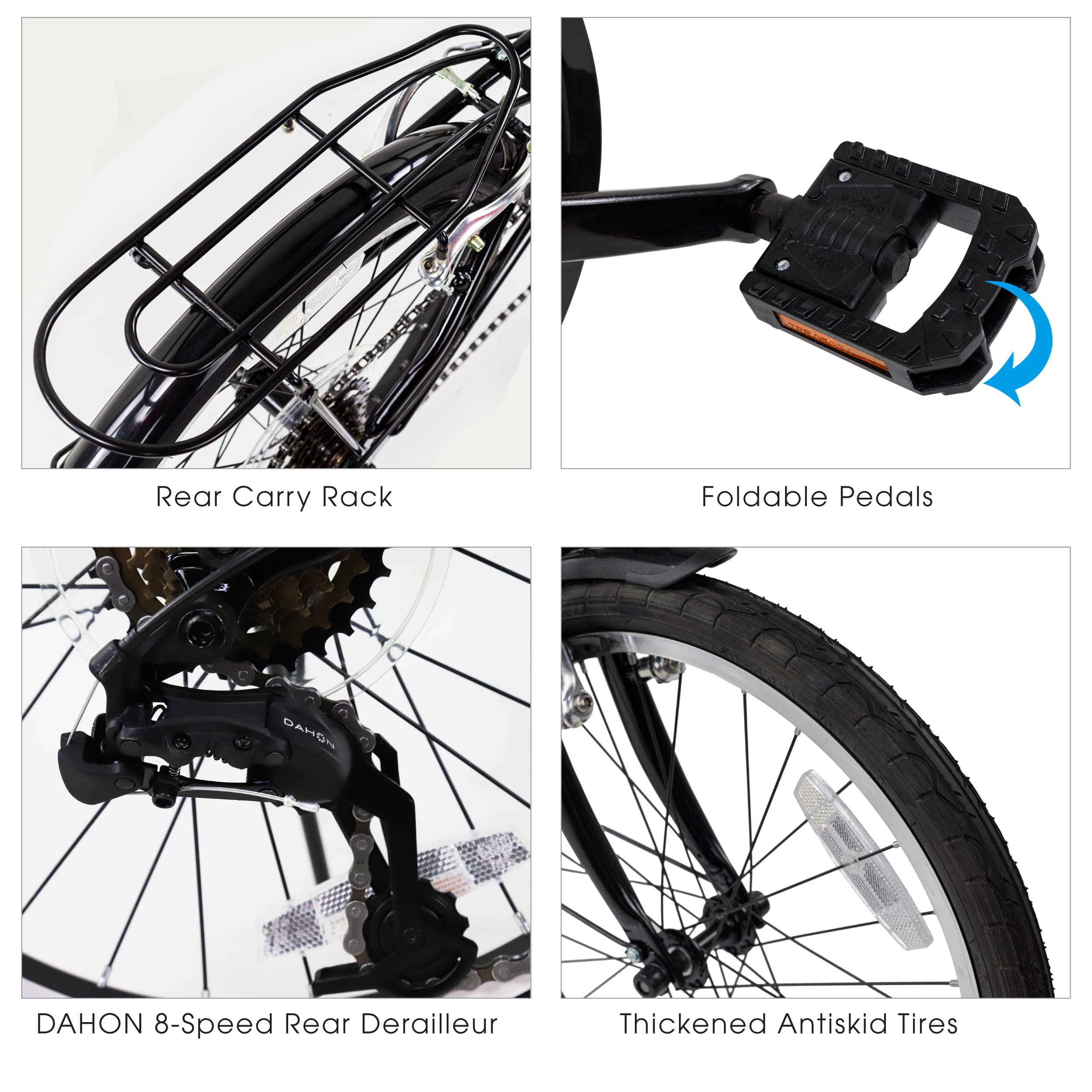 Dahon Dream D6 Folding Bike, Lightweight Aluminum Frame; 6-Speed Gears; 20β Foldable Bicycle for Adults,Black
