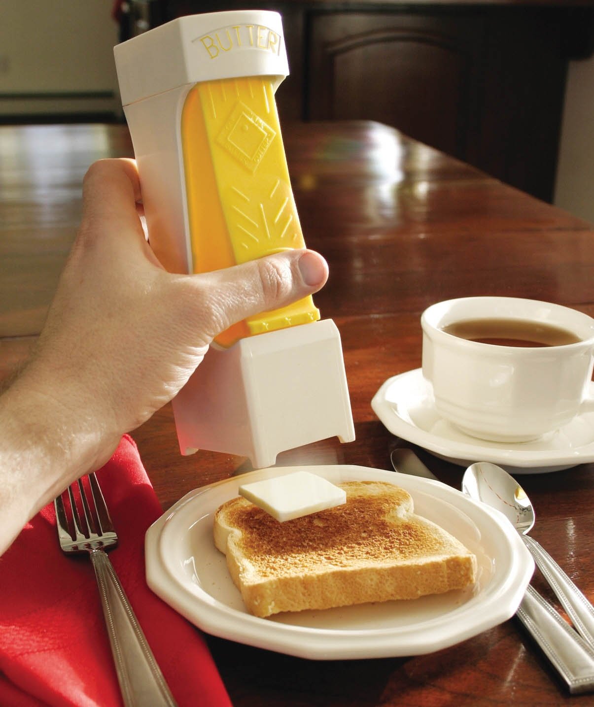 Inventions for Market 851 One Click Stick Butter Cutter with Stainless Steel Blade, Yellow