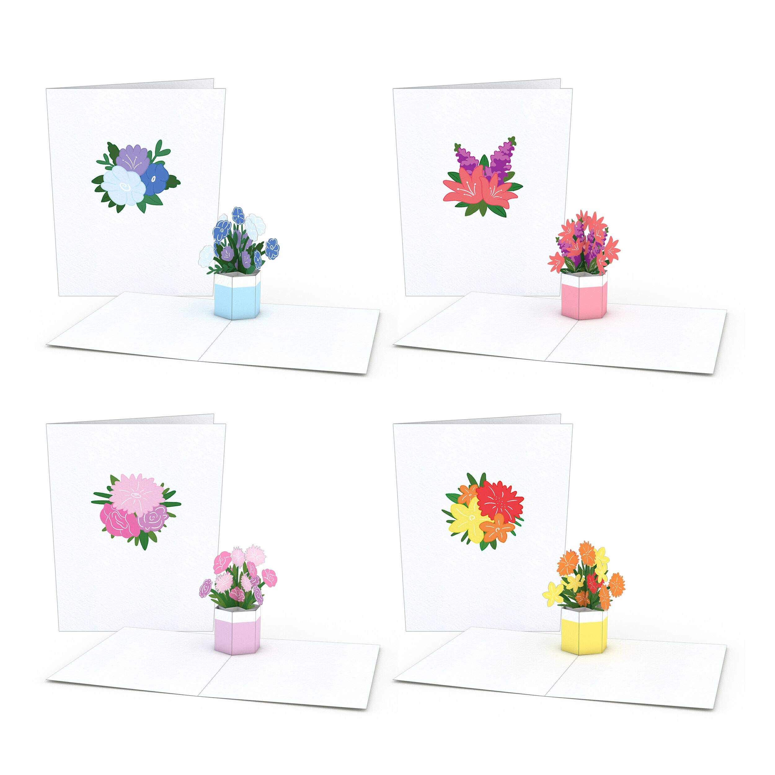 Lovepop Flower Pot Notecard 4-Pack Pop Up Cards, Paper Flower Bouquet Cards, Thank You Cards With Envelopes, Thank You Notes Greeting Cards, 3D Card, Greeting Card, Pop Up Notecard