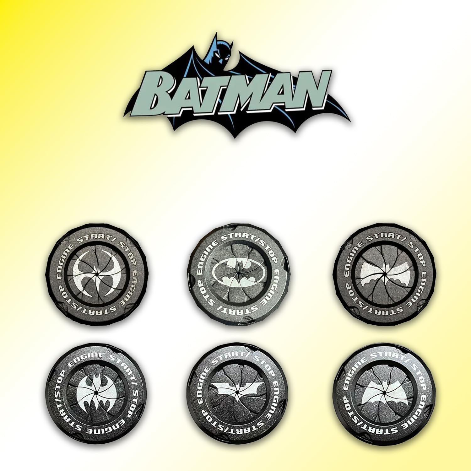 Car Engine Start Stop Button Startup Button Cover Rotary The Protective Shell of The Style Push Start Button Decoration Cover (Black Batman4)