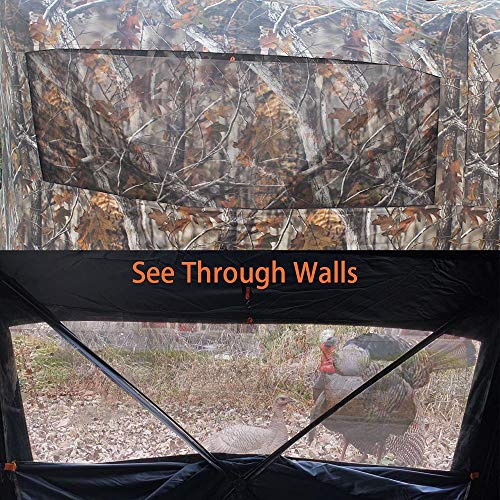 THUNDERBAY Bunkhouse Pop Up Portable 6 Person Side-by-Side Hunting Blind, Footprint: 140"x70" with 80" Height