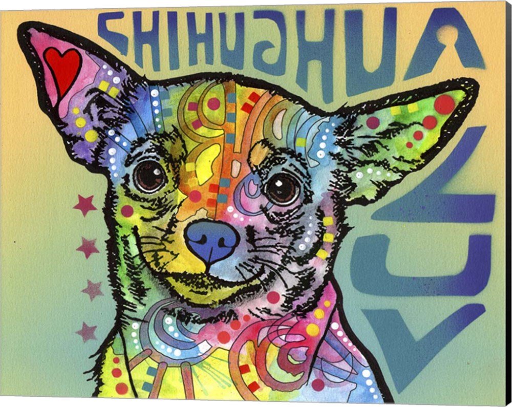 Chihuahua Luv by Dean Russo Canvas Art Wall Picture, Museum Wrapped with Black Sides, 20 x 16 inches
