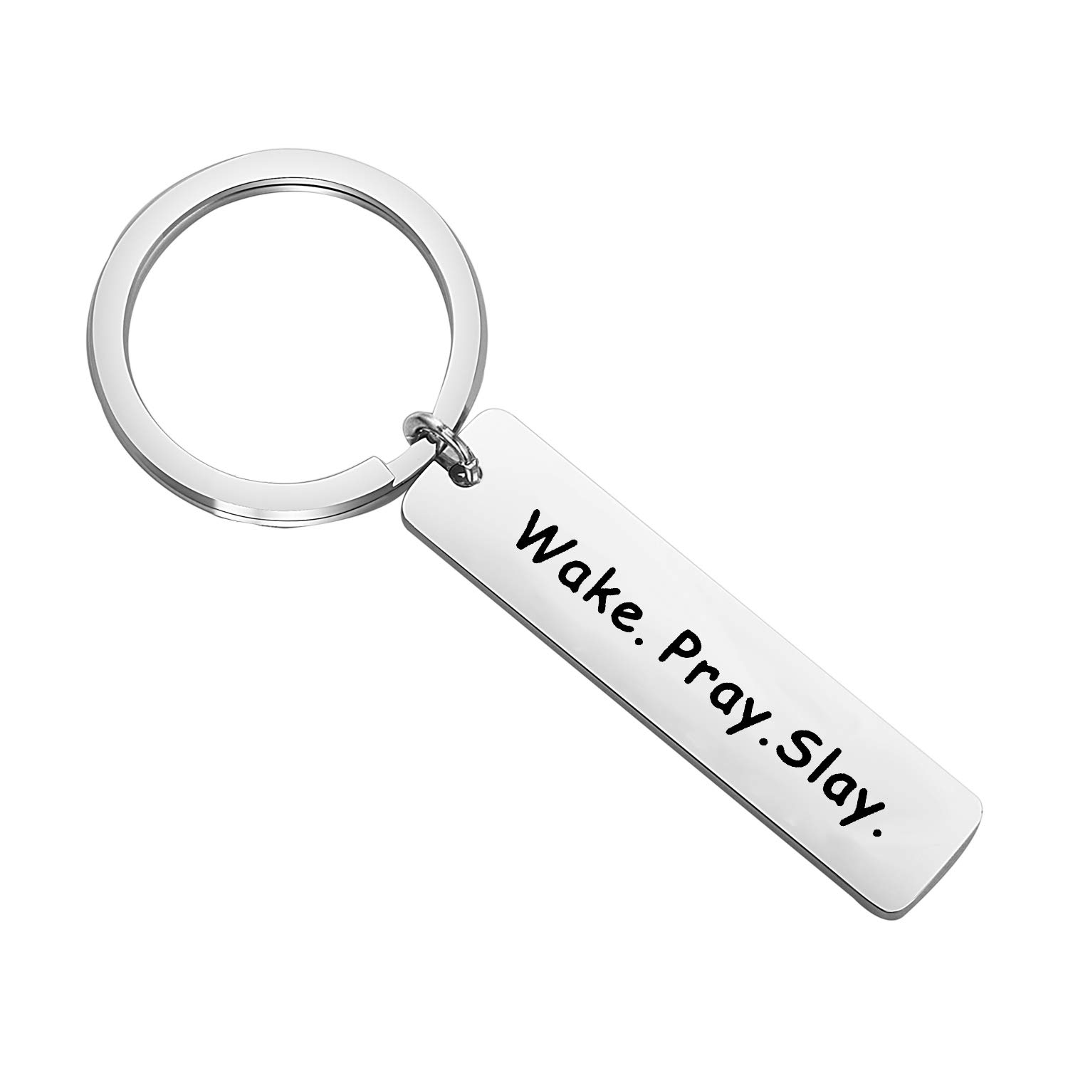 CENWA Wake Pray Slay Quote College Student Gift Friendship Keychain Morning Motivation Inspiring Jewelry Gift For Best Friend (Wake play slay K)