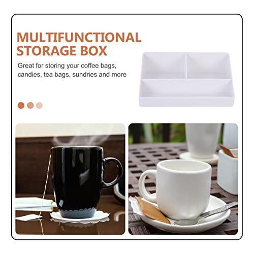Tofficu 3 Compartment Coffee Condiment Holder Coffee Holder Storage Organizer Coffee Sugar Tea Bags Holder for Breakroom Office Home use