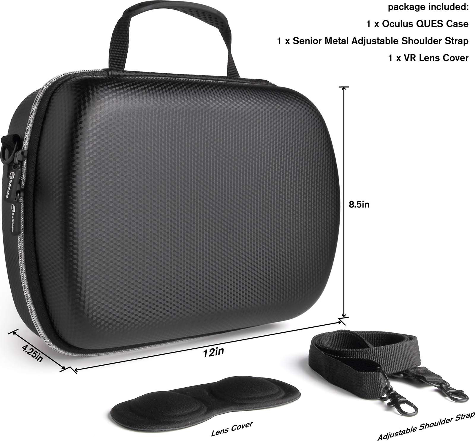 Carrying Case for Oculus Quest VR Gaming Headset Hard Protective Travel Carrying Case Fits Oculus Quest 2 Elite Strap 128GB / 64GB, Quest 2 128GB / 256GB, Headset, Touch Controllers, Cables, Batteries