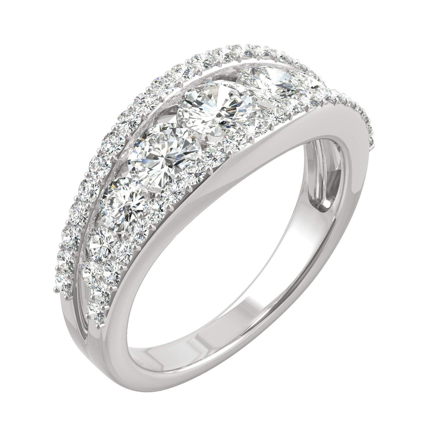 Charles & Colvard 14K White Gold Moissanite 4.5mm Round Fashion Ring-size 10 1.53cttw DEW