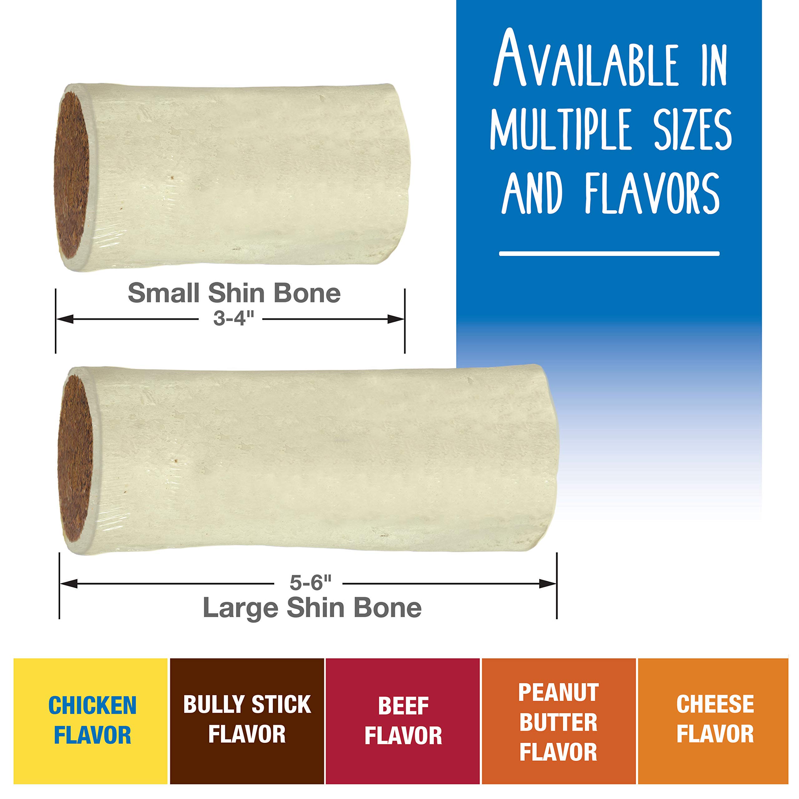 Cadet Stuffed Shin Bone - Highly Digestible, High Protein, Long-Lasting Dog Chew Bone for Aggressive Chewers, Supports Dental Health, - Chicken Flavor, Large (1 Count)