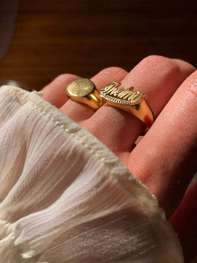 Custom Name Rings Sterling Silver Name Ring Personalized with Any Name Customized Jewelry Gift for Women Mom Girlfriend