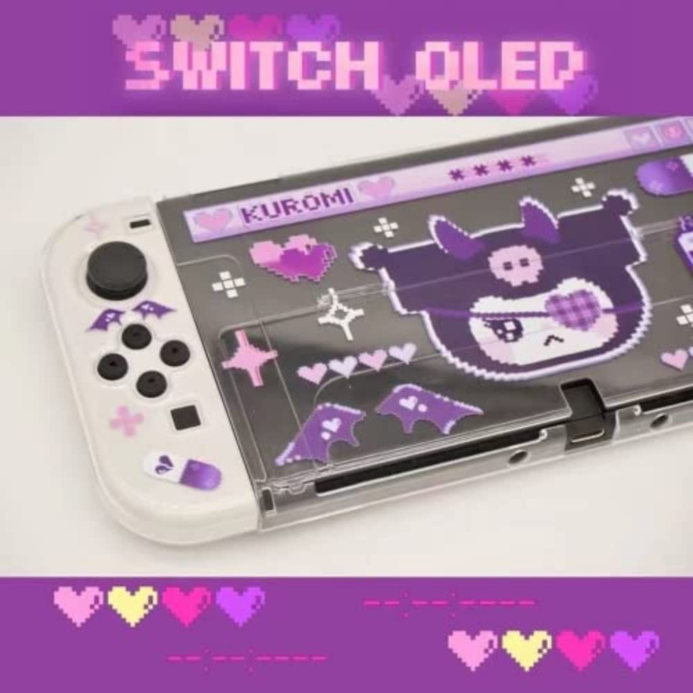 ENFILY Cute Case Compatible with Nintendo Switch OLED, Dockable Case Cover, Ergonomic Soft TPU Grip Case for Joycon, Sparkle Skin Set