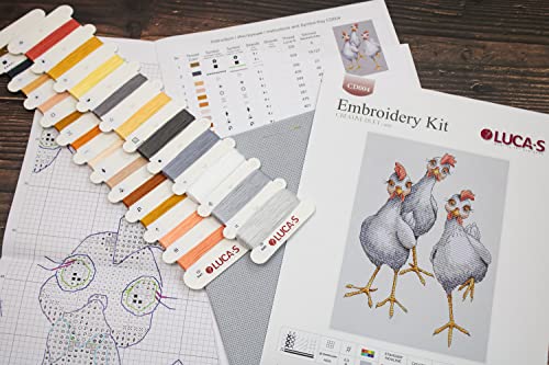 Luca-S Cross Stitch Kit My Chickens, Counted Cross Stitch Kit for Adults, Embroidery Needlecraft Kit