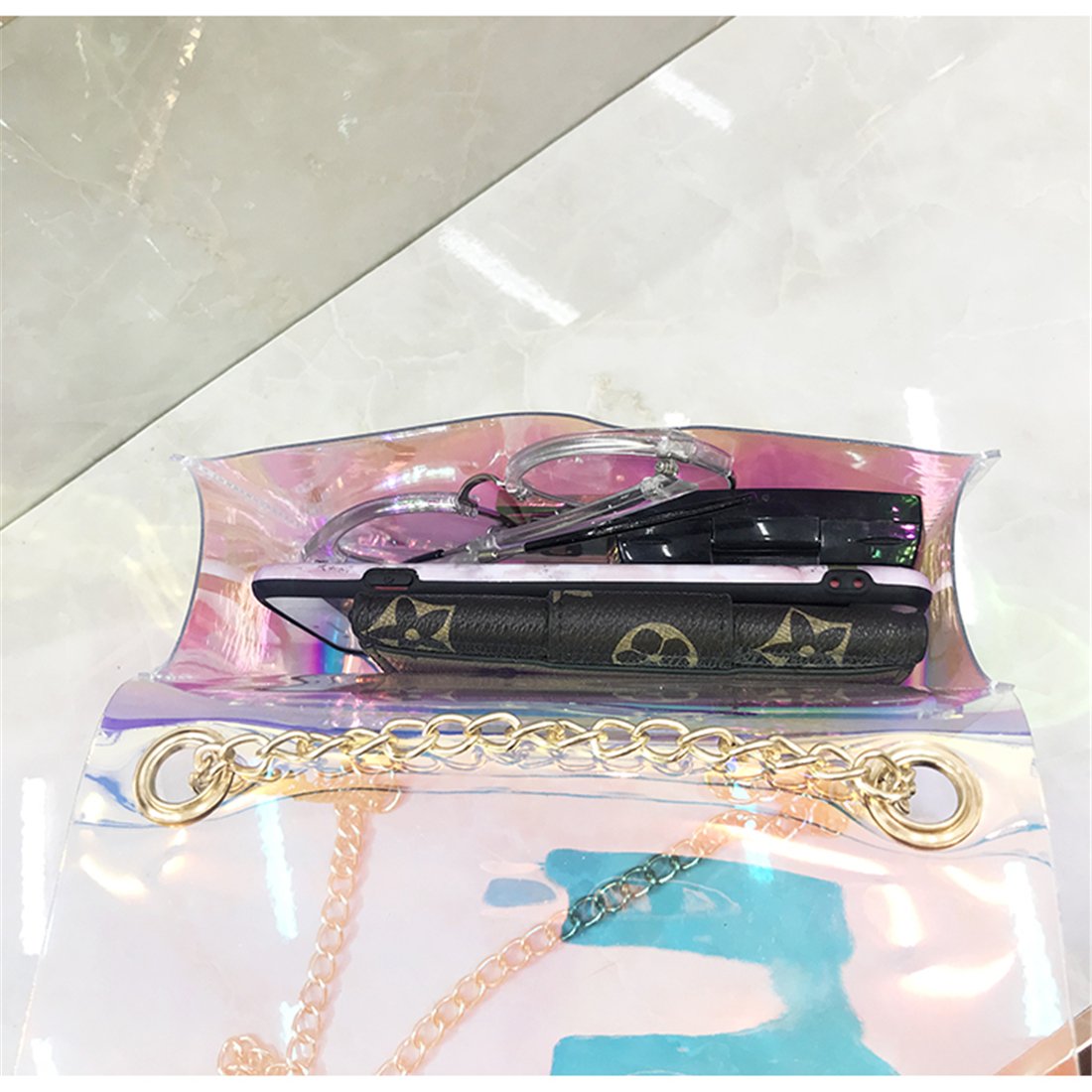 Mini Hologram Clear Cross Body Purse Shoulder Bag Handbag for Women (Style A)