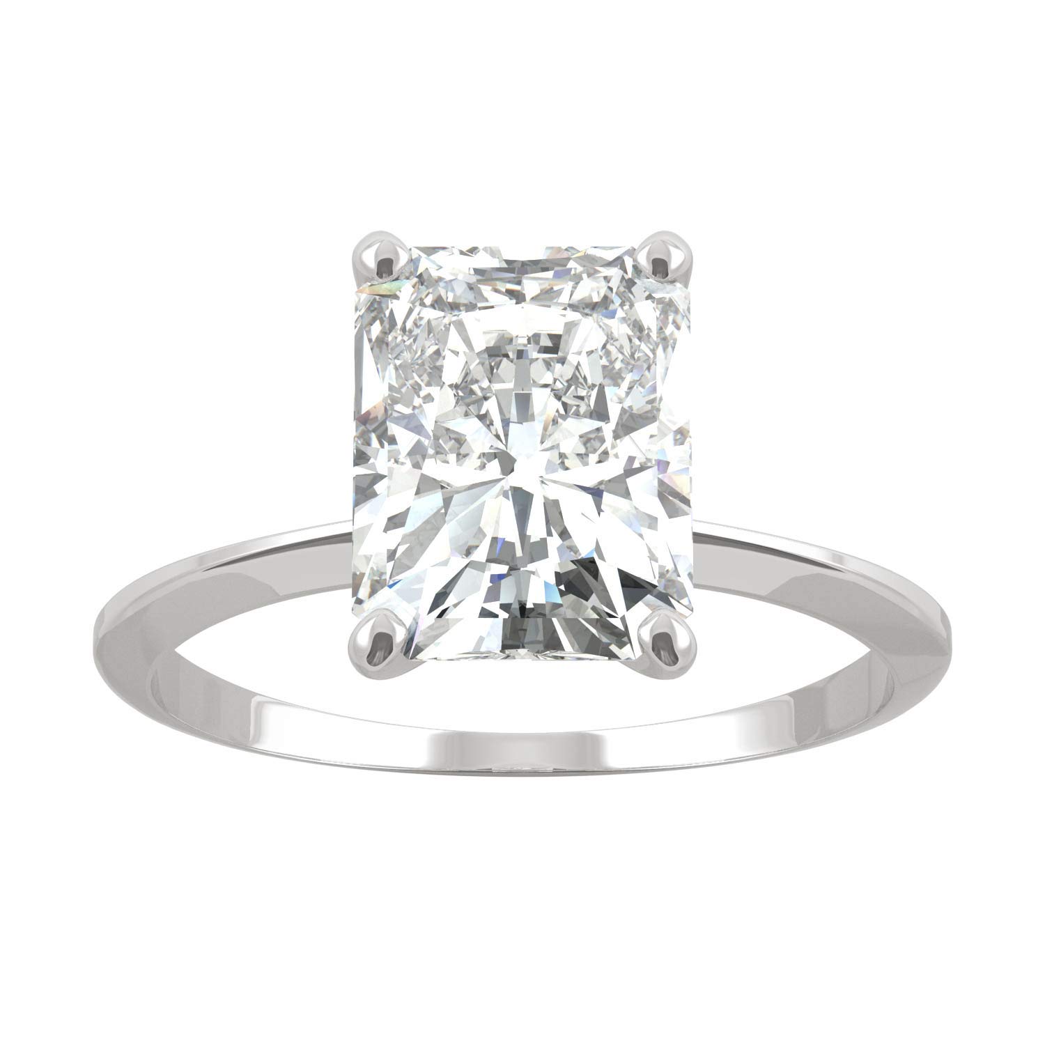 Charles & Colvard Created Moissanite 9x7mm Radiant Cut Engagement Ring for Women | 2.7 cttw DEW | Lab Grown | Solid 14K White Gold with Rhodium | Size 5