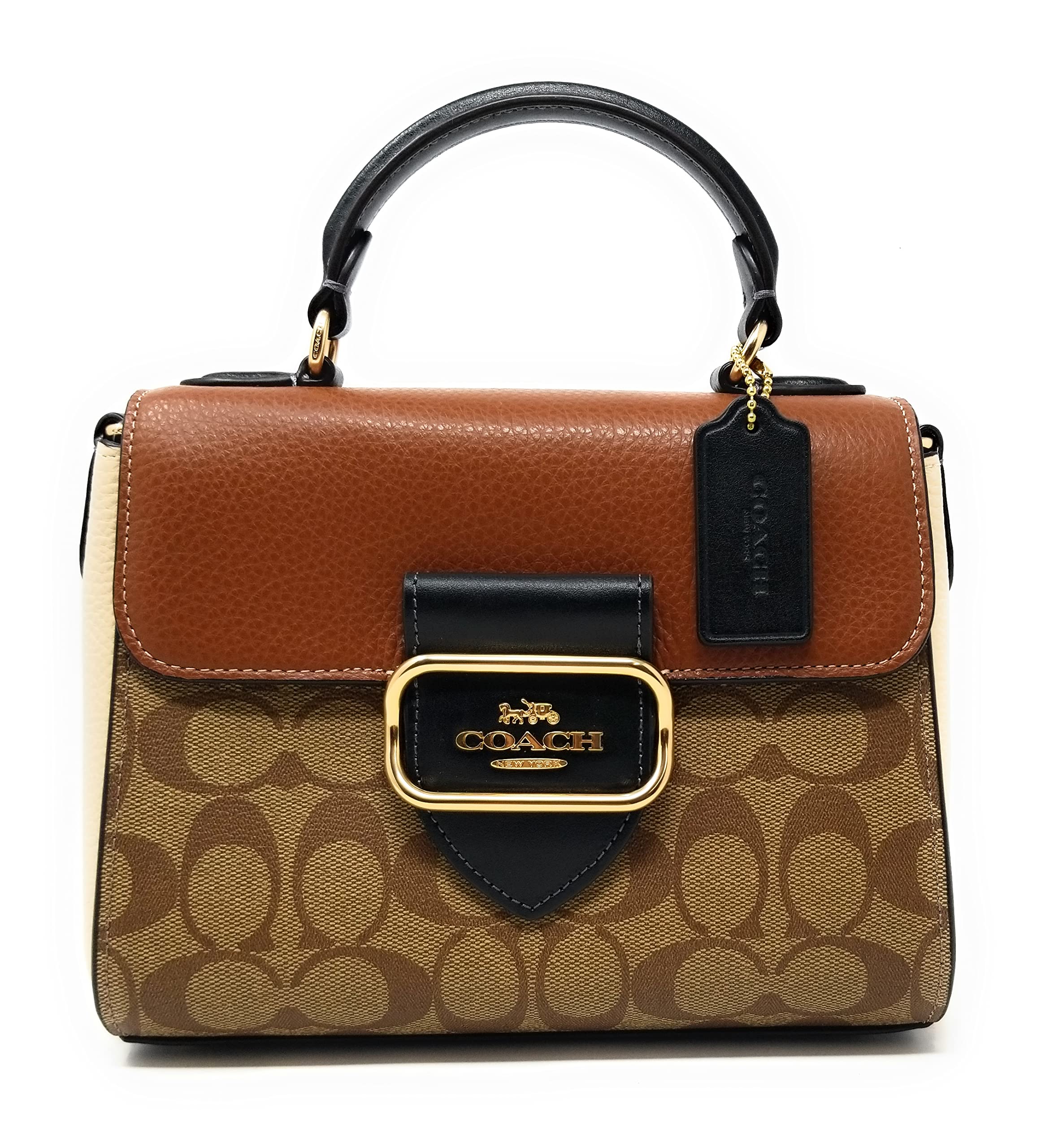 COACH Women's Morgan Top Handle Satchel (Colorblock Signature Canvas - Khaki Multi)