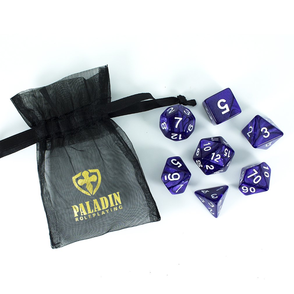 Purple RPG Dice - Full Polyhedral Set - Pearl Effect