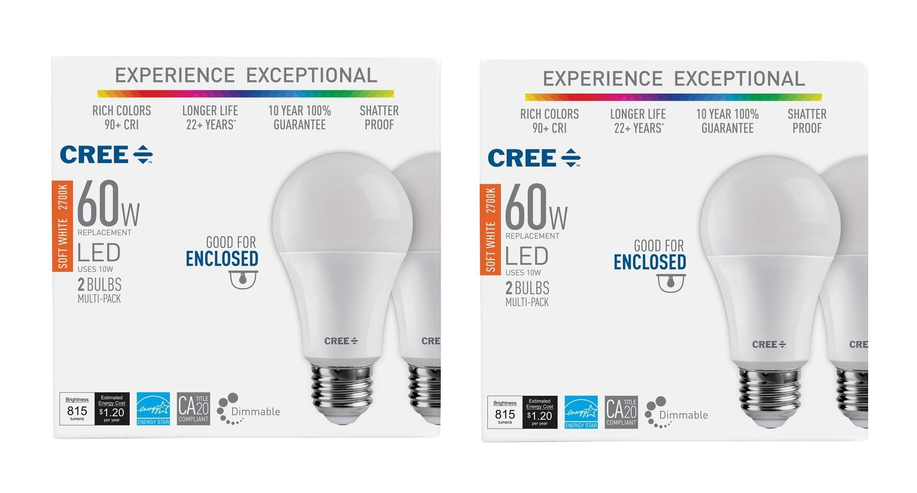 Cree Led 60W Replacement A19 Soft White (2700K) Dimmable Light Bulb (4-Pack)
