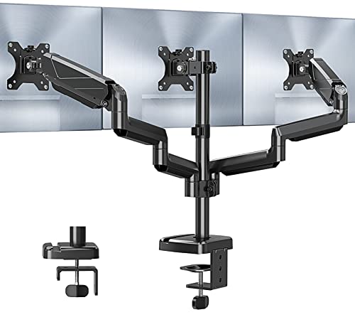 MOUNT PRO Triple Monitor Mount, 3 Monitor Desk Arm fits Three Max 27" LCD Computer Screens, up to 19.8lbs Each, Premium Gas Spring Monitor Stand with Tilt Swivel Rotation, Vesa Mount 75x75,100x100