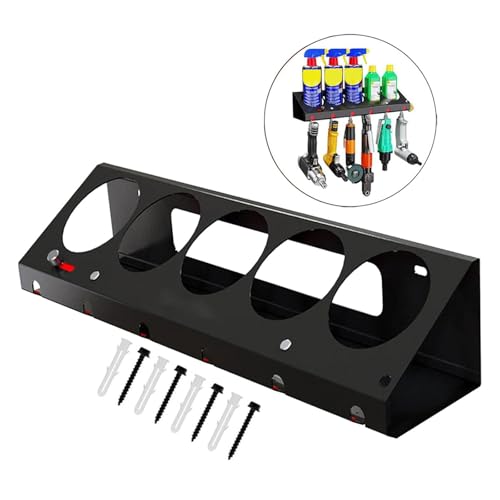 Generic Spray Bottle Organizer Metal Wall Mount Pneumatic Tools Holder Heavy Duty Organizing Support Black Metal Tools Storage Rack