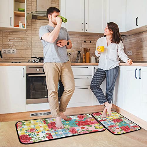 Rose Flower Butterfly Kitchen Mats The Flower Floral Kitchen Rugs Runner Laundry Rug Non Slip Floor Door Mats Soft Doormats Carpet Home Decor Set of 2