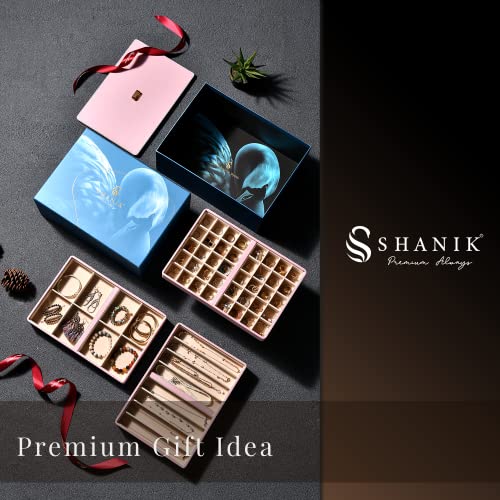 Shanik Stackable Large Jewelry Tray Organizers, 3 Pc. Set, Cute Designer Storage with Soft Velvet Surfaces to Protect Rings, Necklaces, Bands, and Earrings, Custom Display, Large Capacity, Pink