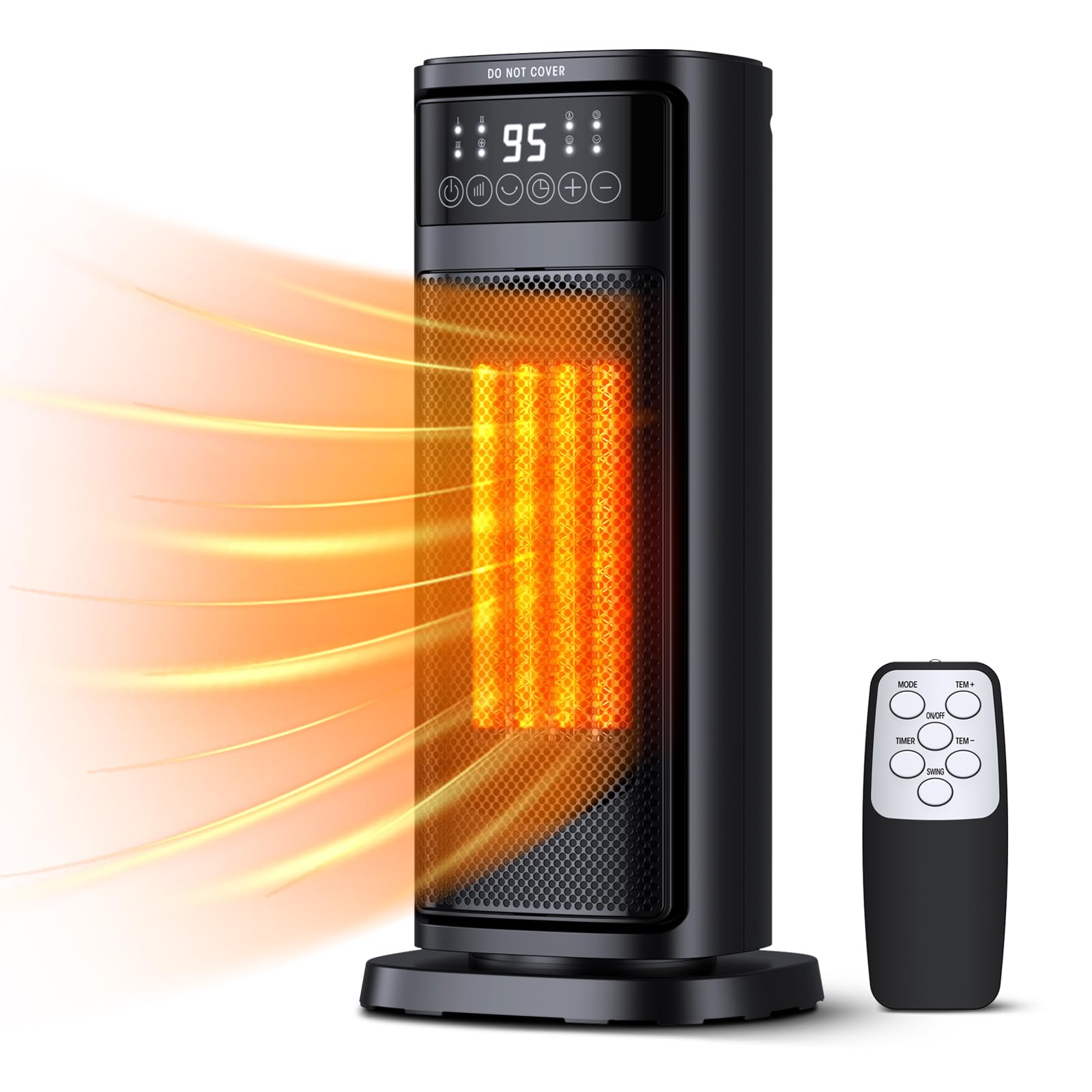 GIOFXY Indoor Space Heater, 1-12H Timer, Digital Display, 70°Oscillation, PTC Ceramic Electric Heating 1500W, Suitable for Office, Home.