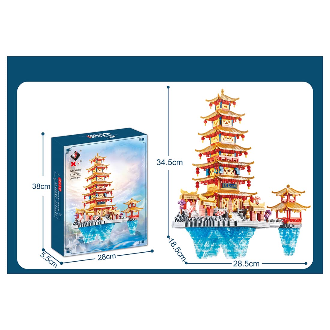 DWIU Penglai Asgard Building Blocks Set, 5146 Pieces Micro Bricks Chinese Mythology Pavilion Architecture Kit, Mini Building Model Construction Toy for Kids and Adults, 28 x 18 x 34cm