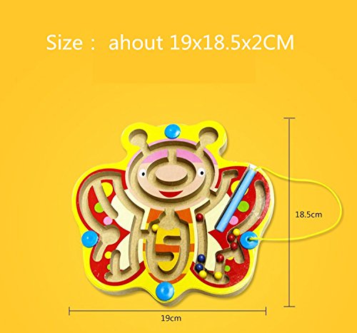 Mini Round Wooden Pen Driving Bead Maze Puzzle Interactive Maze Beads Maze on Board Game Eduactional Handcraft Toys Butterfly
