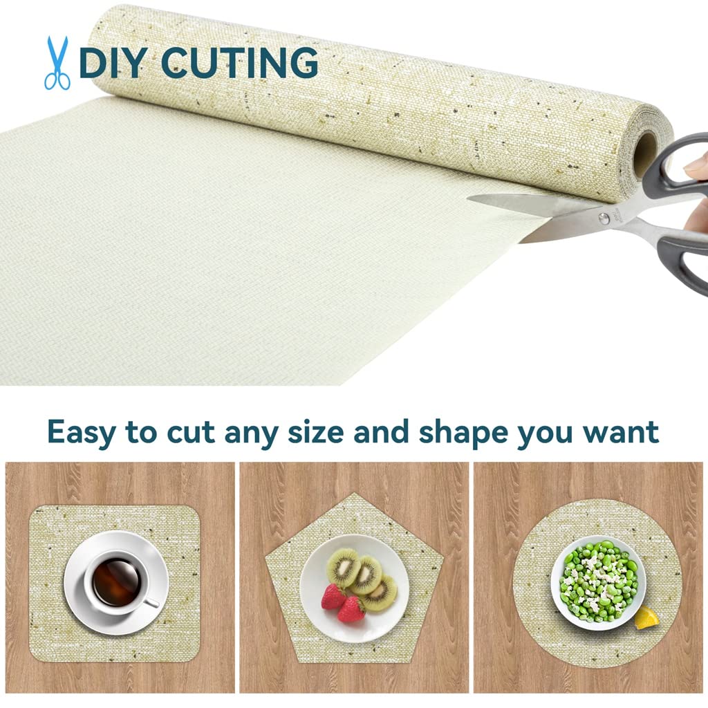 DwellAid Shelf Liner 18inch Wide Kitchen Cabinet Liner Non Adhesive 18inx8ft Kitchen Drawer Liner, Waterproof Shelf Liner Durable Anti-Slip for Kitchen Cabinets Beige