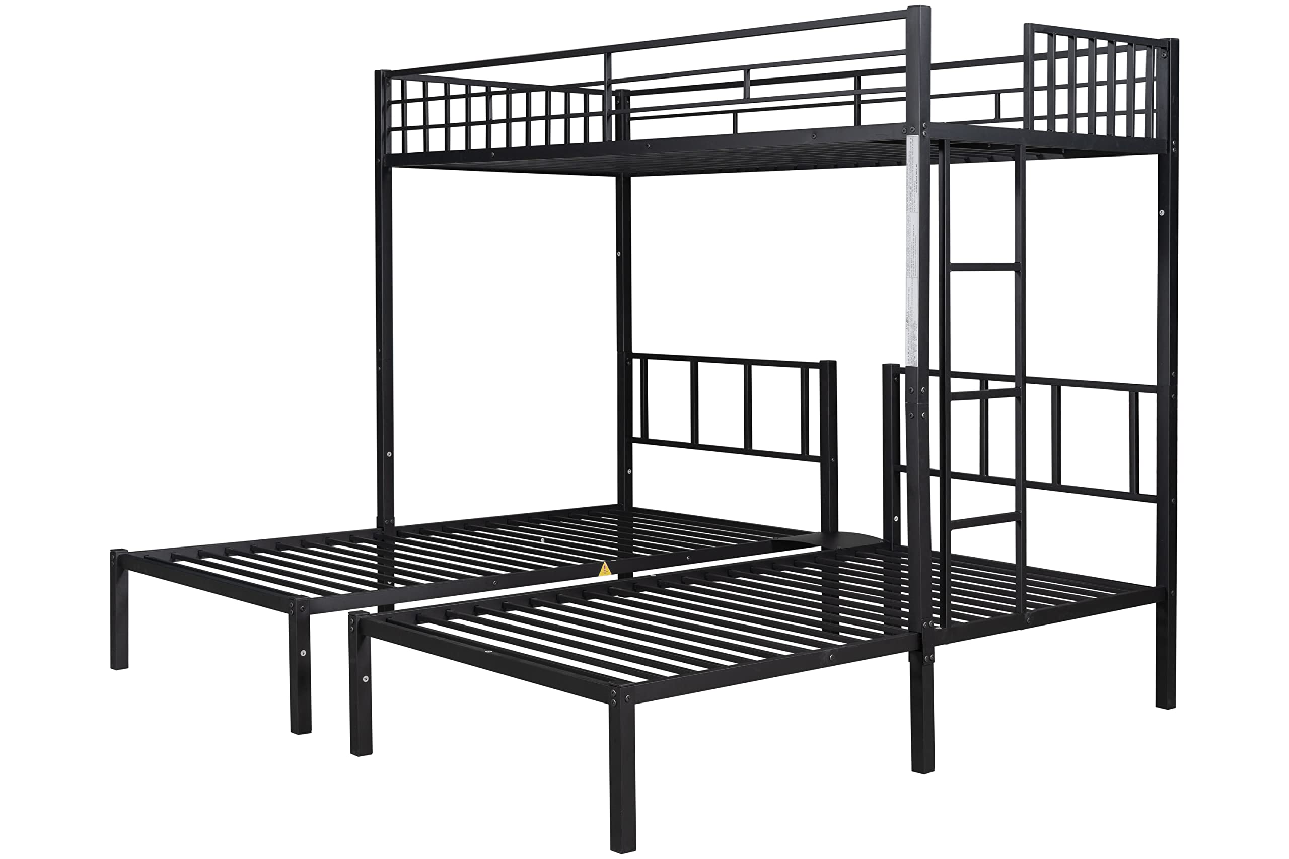 Harper & Bright Designs Twin Over Twin Bunk Beds for 3, Metal Triple Bunk Bed with Guardrails for Kids, Teens, Boys, Girls (Black)