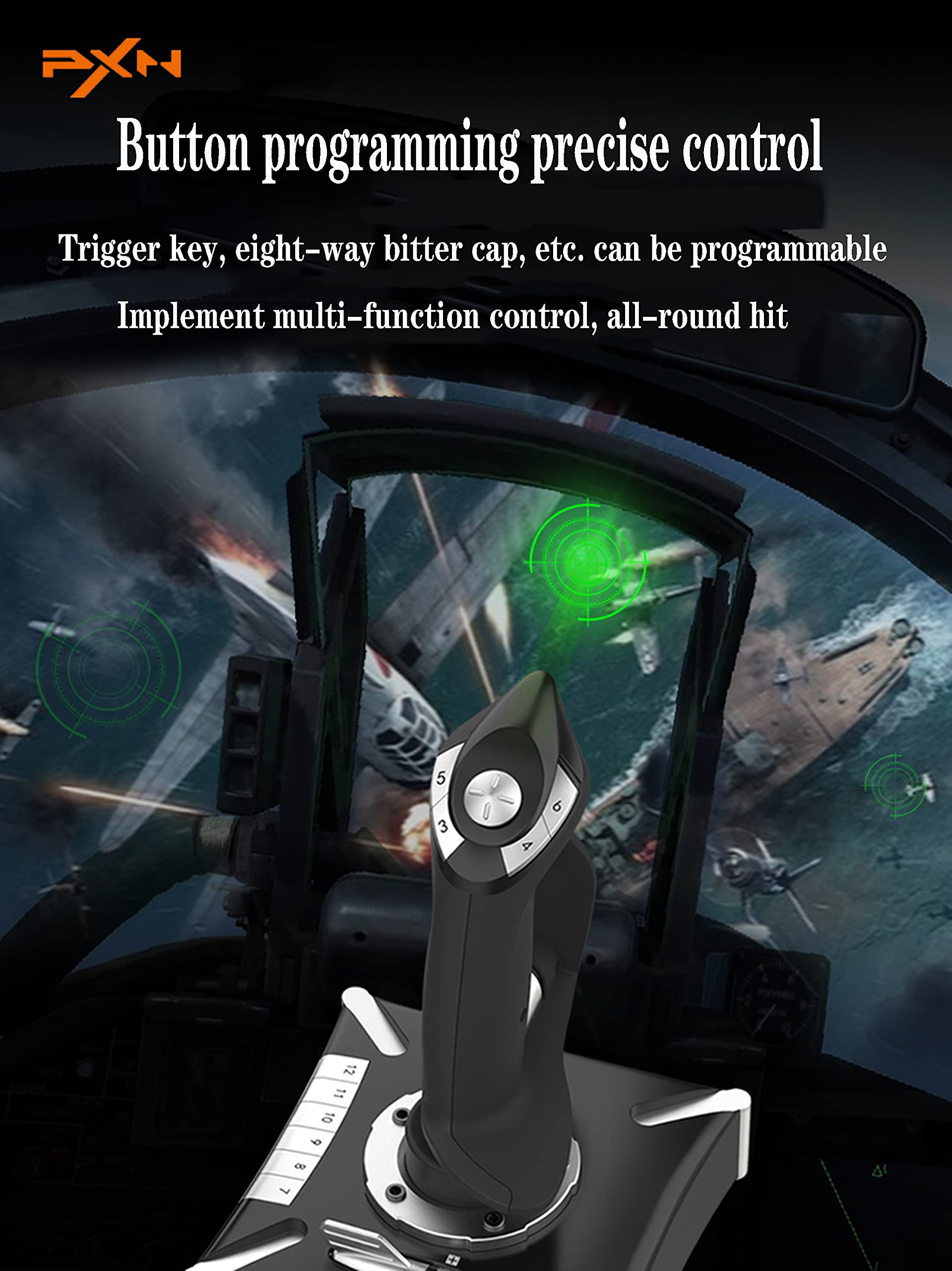 PXN-2119Pro Flight simulator controls Flight Stick with Vibration for PS4/xbox one/xbox Series X/S PC Windows 7/8/10/11(Not Support Mac Systems PS3/ PS5/xp/vista)Original handle guide