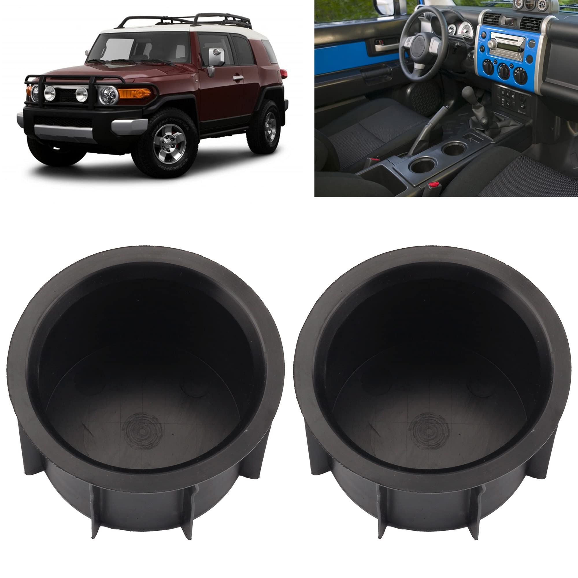 Dasbecan Set of 2 Front Dashboard Drink Cup Holder Assembly Compatible with Toyota FJ Cruiser 2007-2014 Replaces# 55616-35010