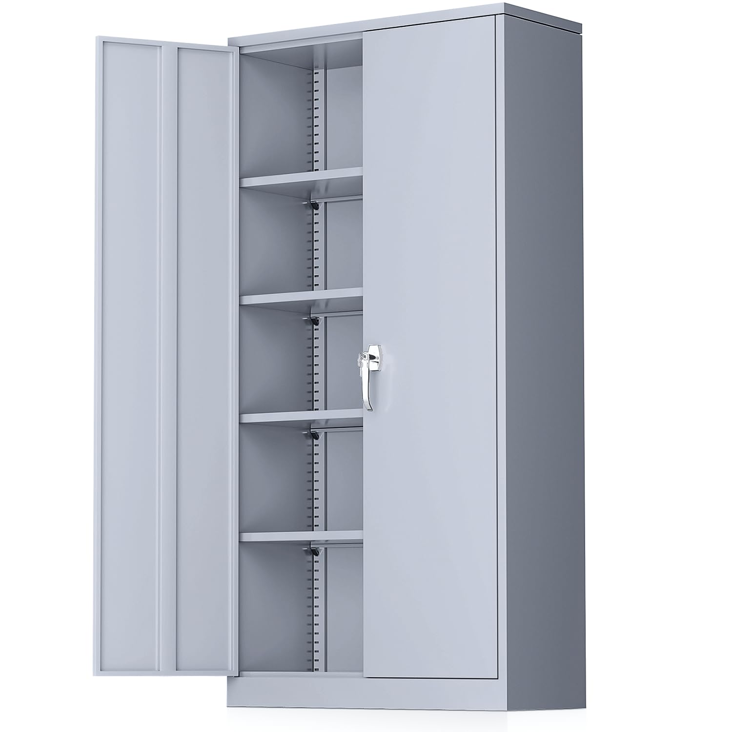 Greenvelly Metal Storage Cabinet, 72" Locking Tool Steel Garage Cabinet with Doors and Adjustable Shelves, Utility Metal Filing Cabinet with Lock for Home Office, Garage, School, Kitchen Dark Gray