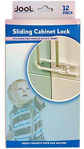 Child Safety Sliding Cabinet Locks (8 Pack) - Baby Proof Knobs, Handles, Doors - U Shape Sliding Safety Latch Lock - Jool Baby