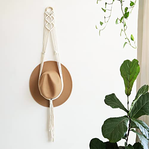 Topretty Hat Organizer 3 Pieces Boho Hats Rack Handmade Cotton Rope Woven Hat Hangers Bohemian Hat Holder for Man and Women Caps Storage Wall Display Living Room Bedroom Decor