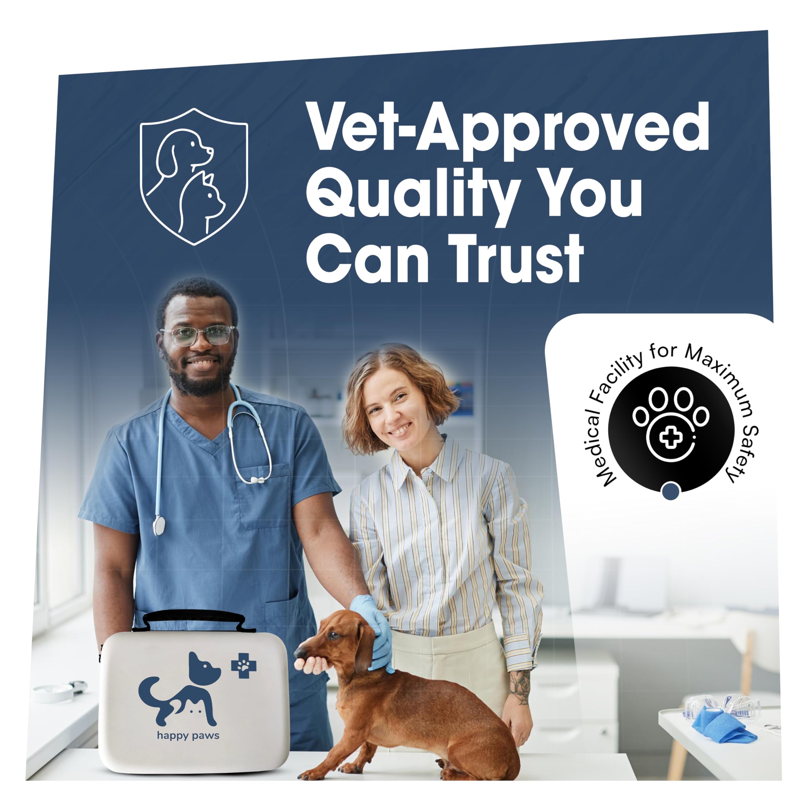 Happy Paws Pet First Aid Kit for Dogs and Cats - Complete Travel Emergency Kit, Puppy and Cat Safety, Portable First Aid Solution for Pets, Ideal for Home or Outdoors