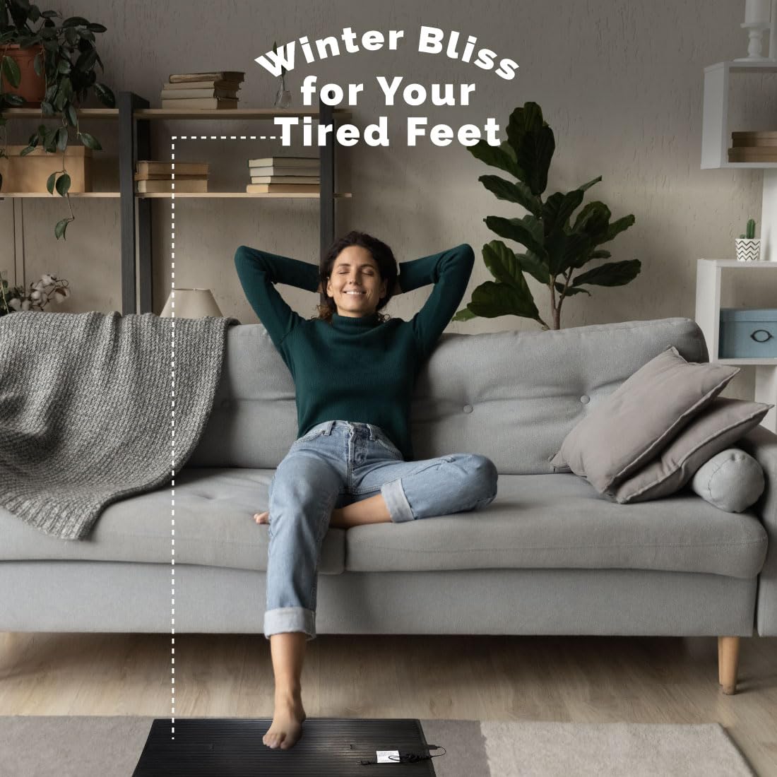 Cozy Products Electric Foot Warmer Mat-Heated Rubber Pad, Small Portable Floor Heater, for Home, Office, Garage, Car Use, 135 Watts, 8 lbs, 36.5" x 16" x 0.25", Black